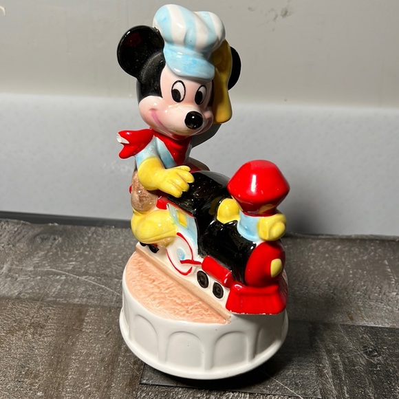 schmidt | Accents | Vintage Mickey Mouse Ceramic Music Box Train ...